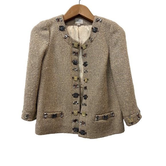 ECI | Jackets & Coats | Eci New York Tweed Jacket Embellished Bolero ...